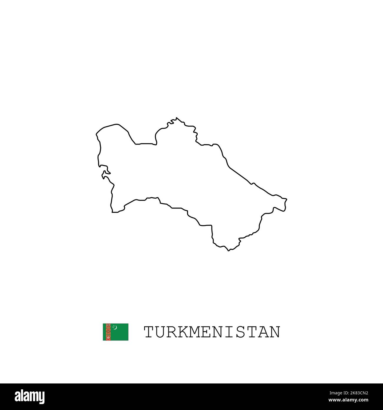Turkmenistan vector map outline, line, linear. Turkmenistan black map ...