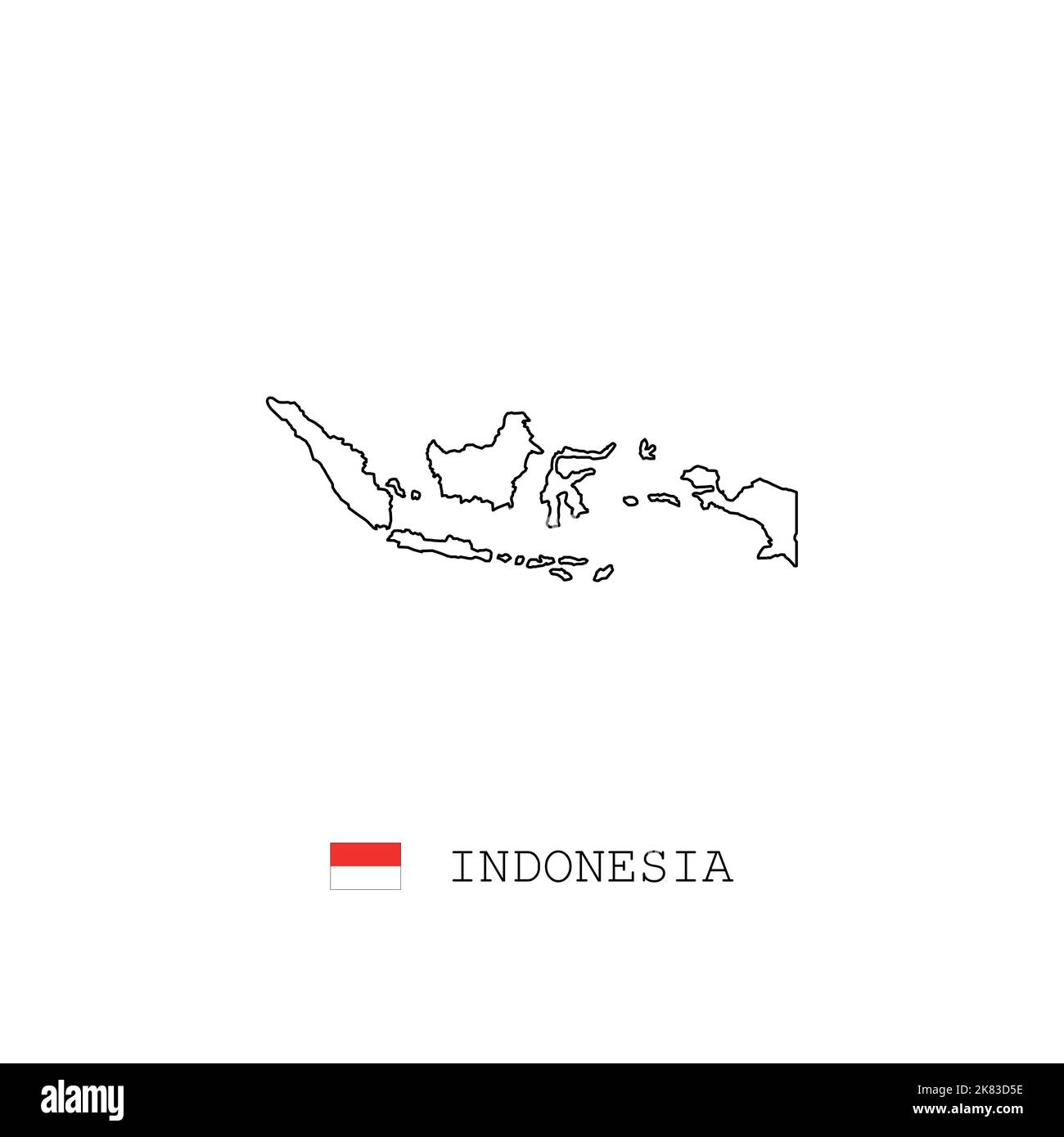 Indonesia vector map outline, line, linear. Indonesia black map on ...