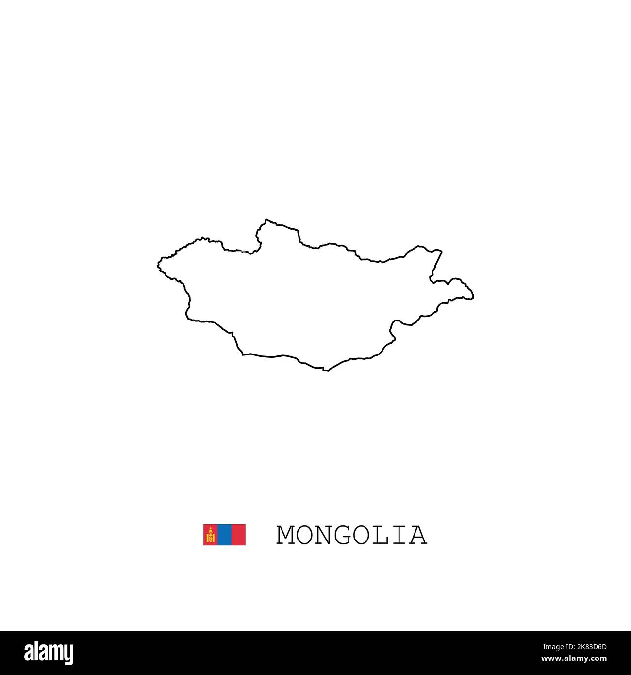 Mongolia vector map outline, line, linear. Mongolia black map on white ...