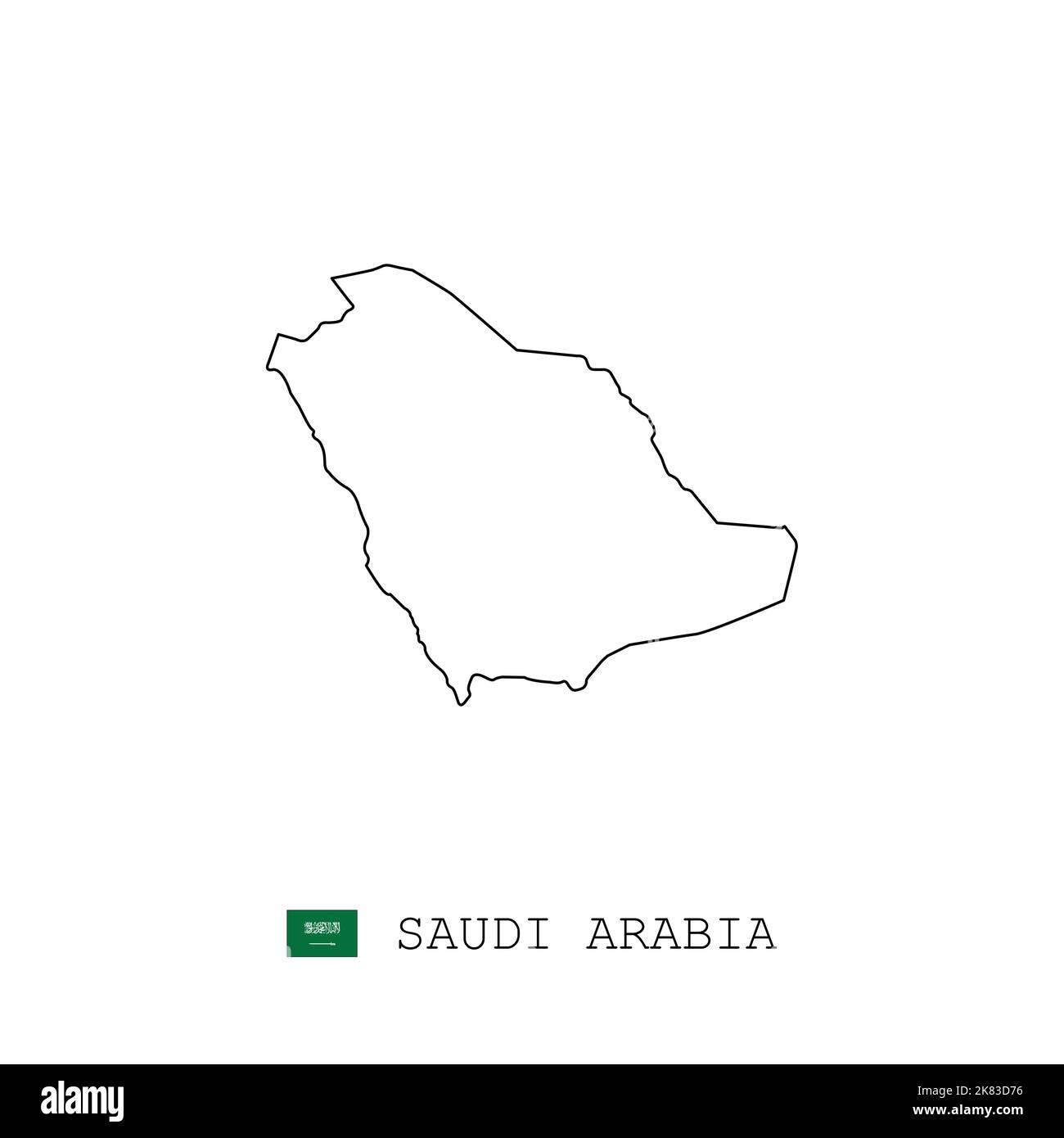 Saudi Arabia vector map outline, line, linear. Saudi Arabia black map ...
