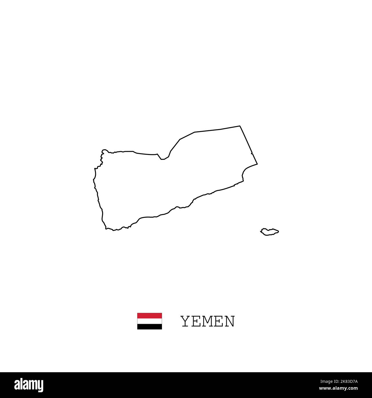 Yemen vector map outline, line, linear. Yemen black map on white ...
