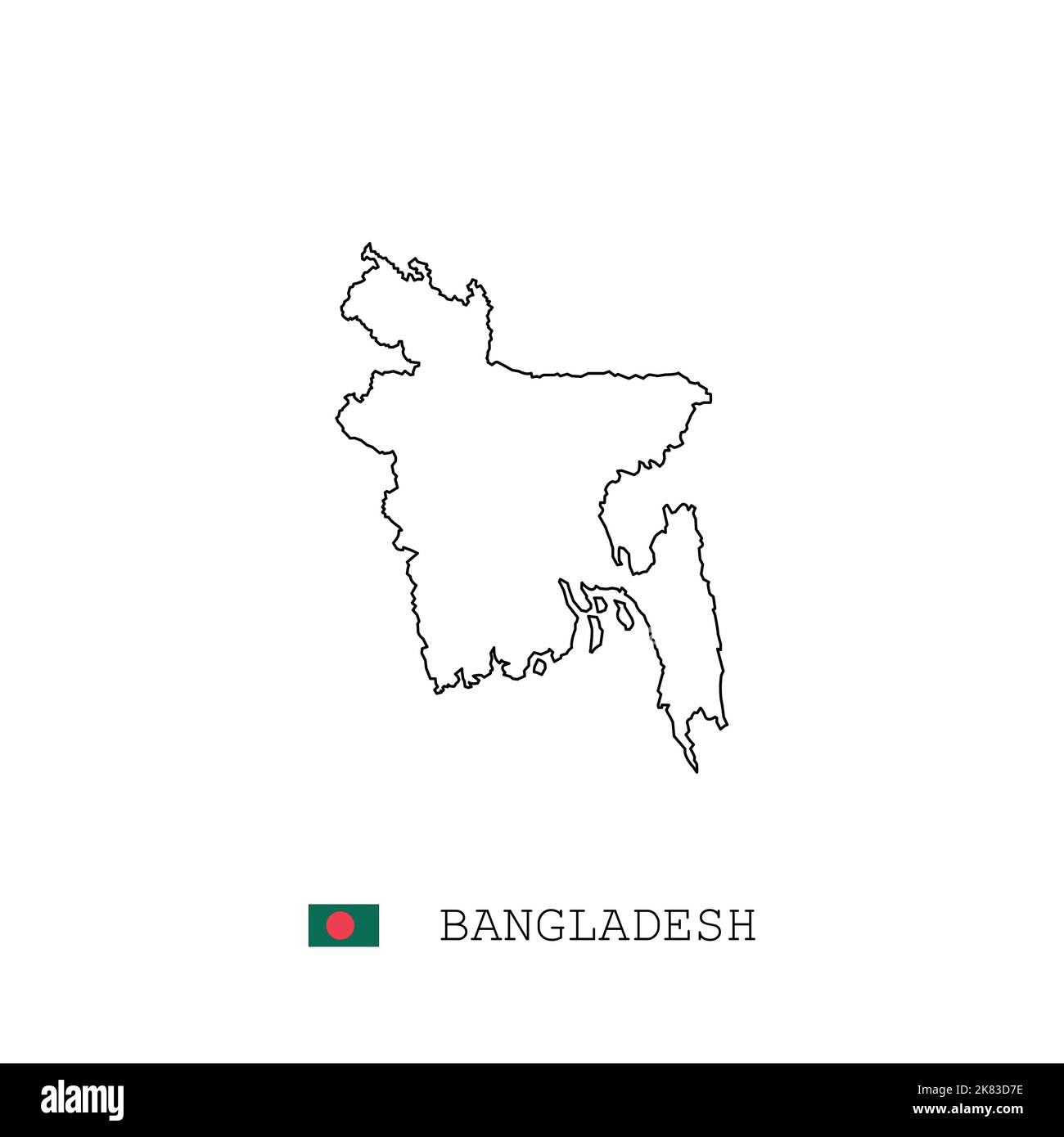 Bangladesh vector map outline, line, linear. Bangladesh black map on ...
