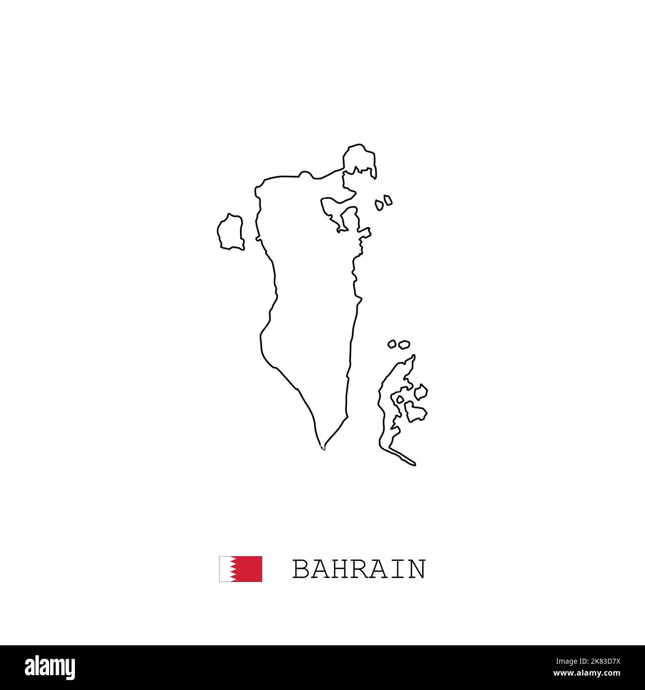 Bahrain vector map outline, line, linear. Bahrain black map on white ...