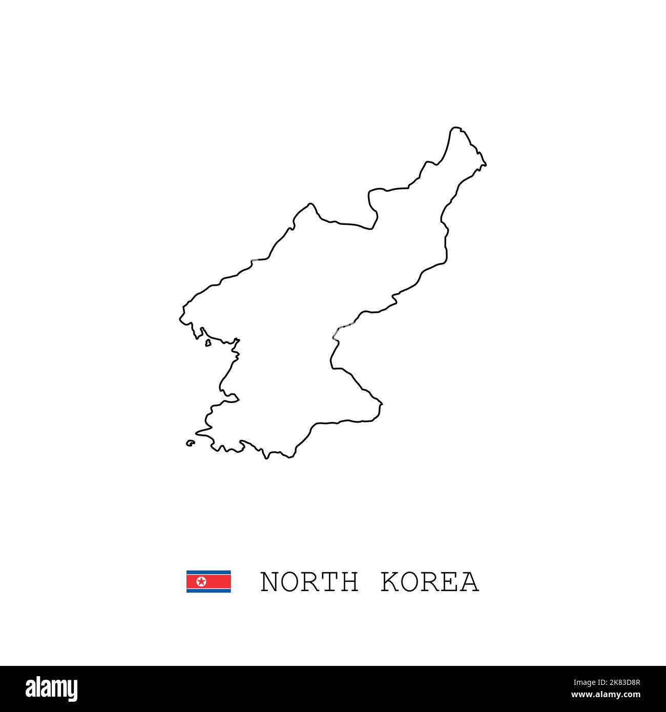 North Korea vector map outline, line, linear. North Korea black map on ...