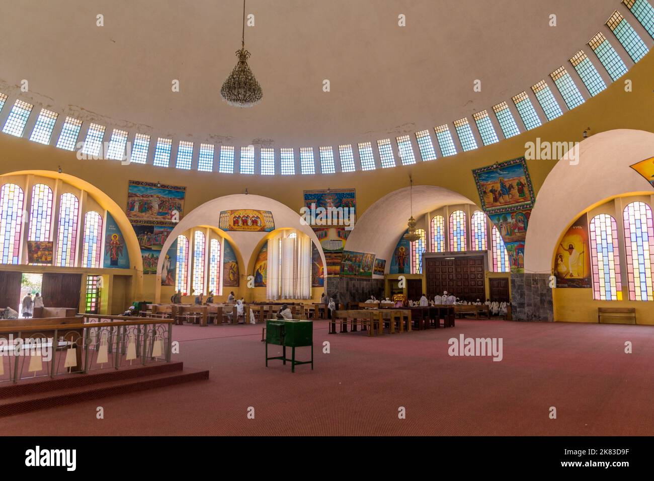 AXUM, ETHIOPIA - MARCH 19, 2019: Interior of the New Church of St Mary ...