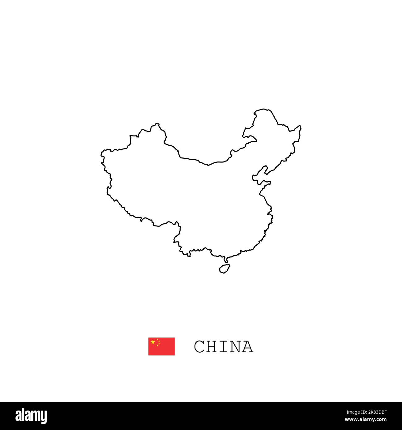 China vector map outline, line, linear. China black map on white ...