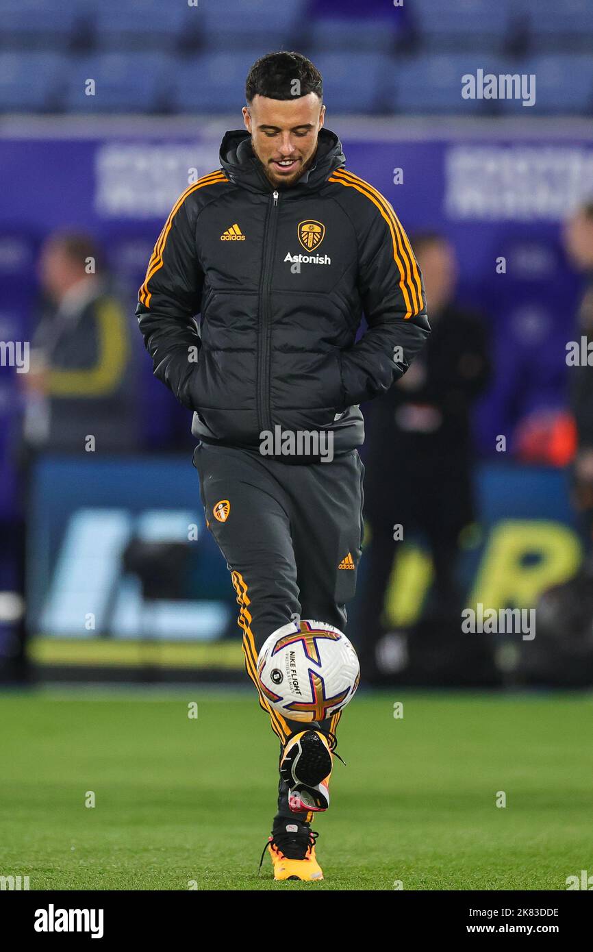Sam Greenwood #42 of Leeds United arrives ahead of the Premier League ...