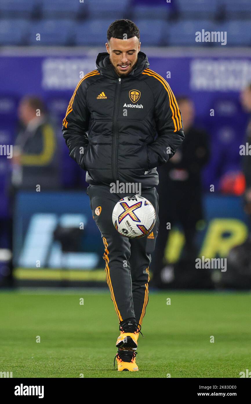 Sam Greenwood #42 of Leeds United arrives ahead of the Premier League ...