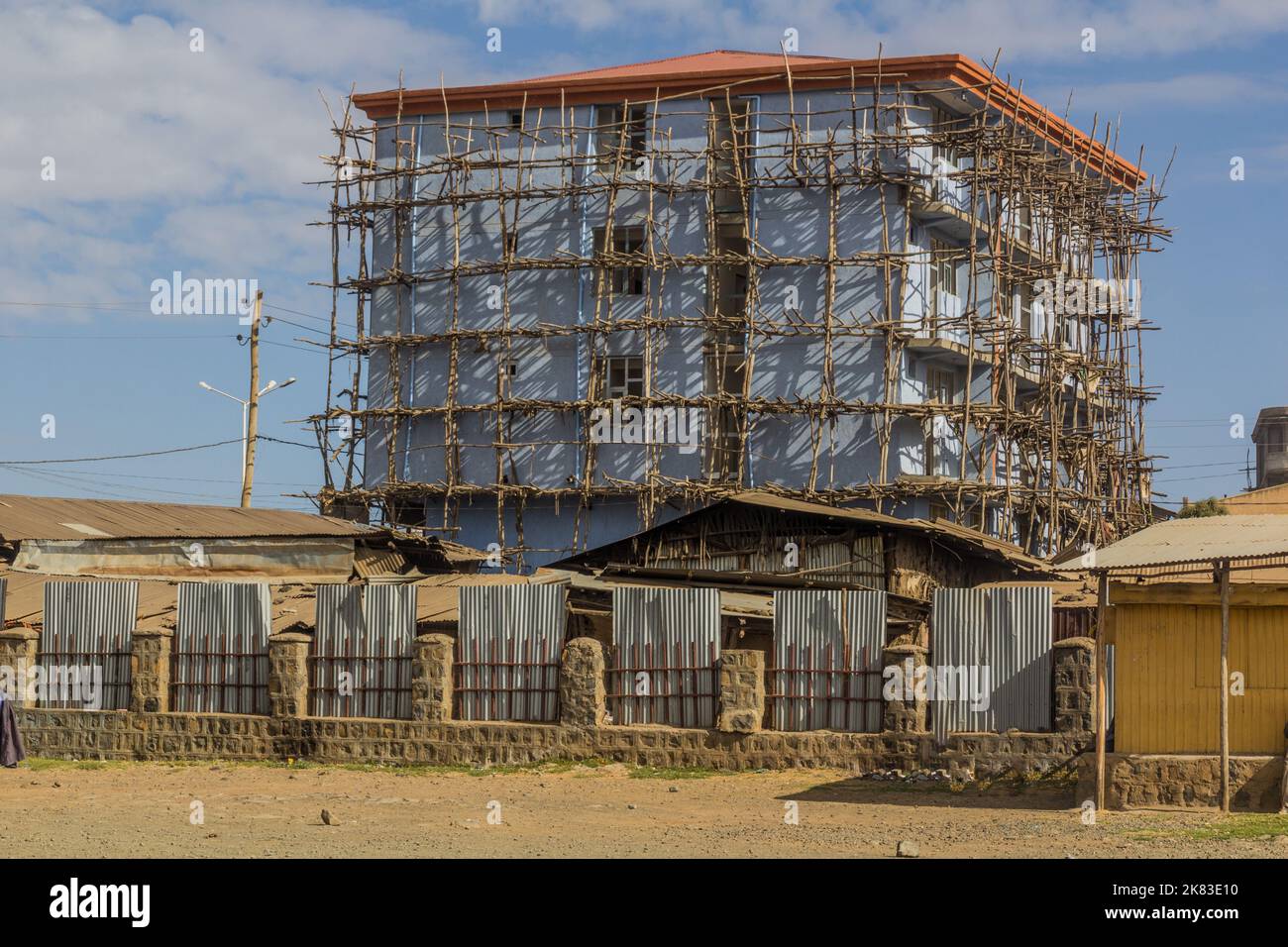 House under scaffolding in Debark town, Ethiopia Stock Photo - Alamy