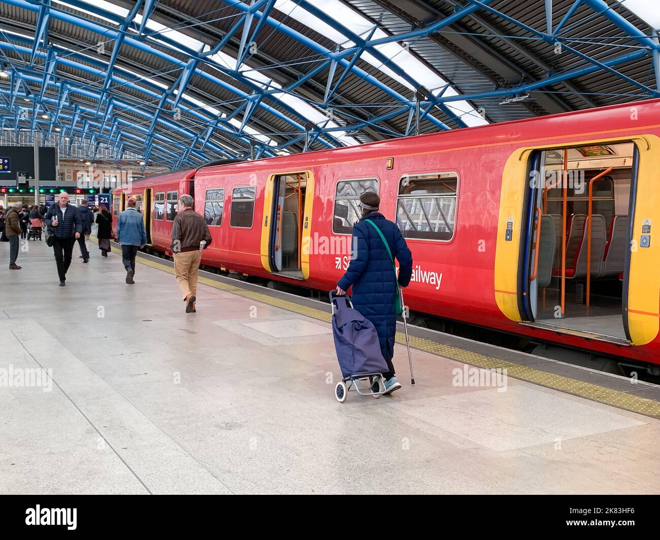 London, UK. 19th October, 2022. A South Western Railway train at ...