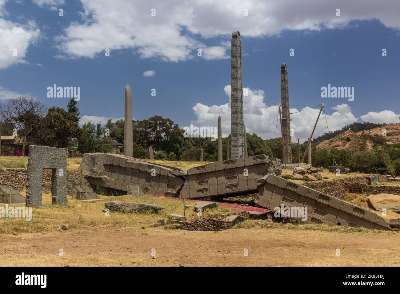 View of Northern stelae field in Axum, Ethiopia Stock Photo - Alamy