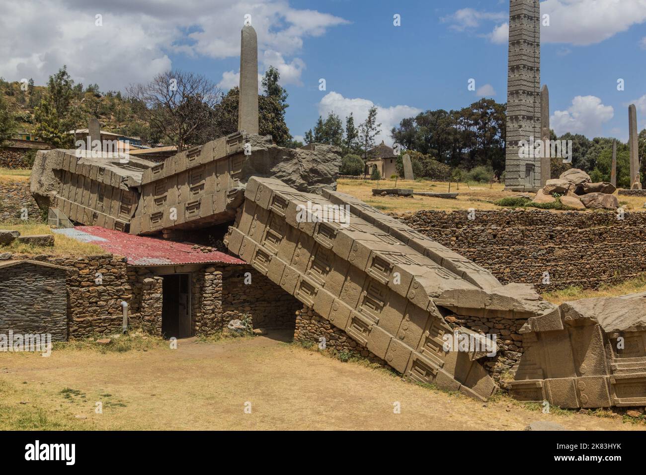 View of Northern stelae field in Axum, Ethiopia Stock Photo - Alamy