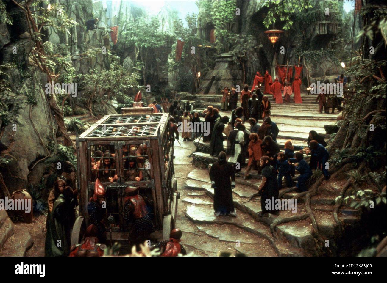Caged Humans Arrive At Town Film: Planet Of The Apes (USA 2001 ...
