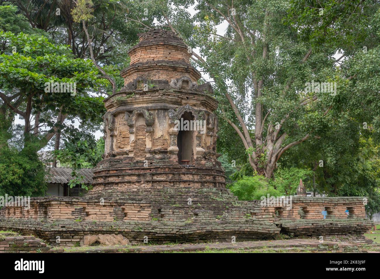 Landscape view of ancient Animisa chedi or stupa in the grounds of ...