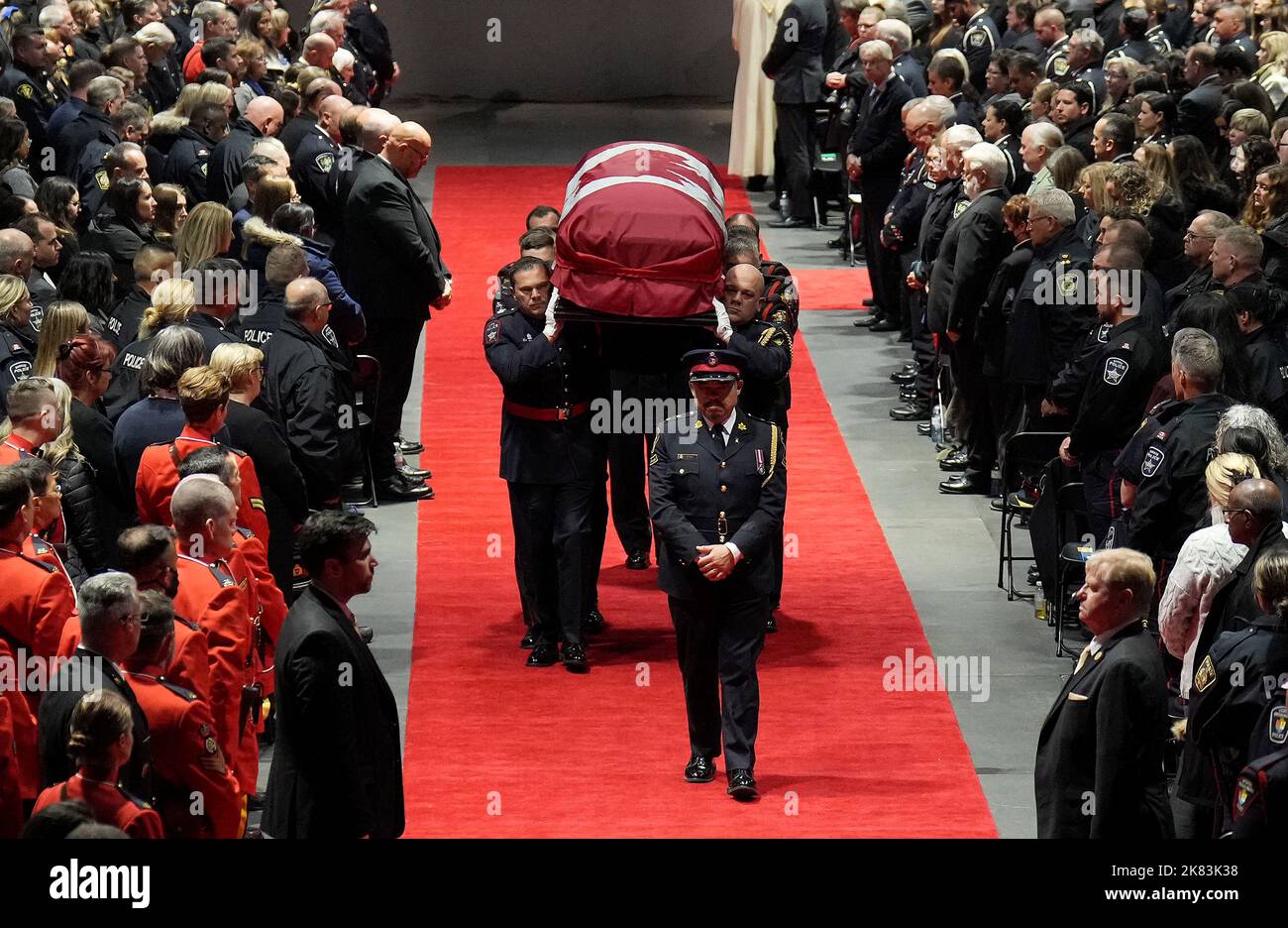 The casket of South Simcoe Police Service constable Devon Northrup is ...