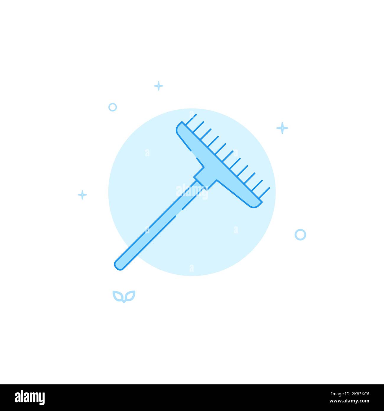 Garden rakes vector icon. Flat illustration. Filled line style. Blue ...