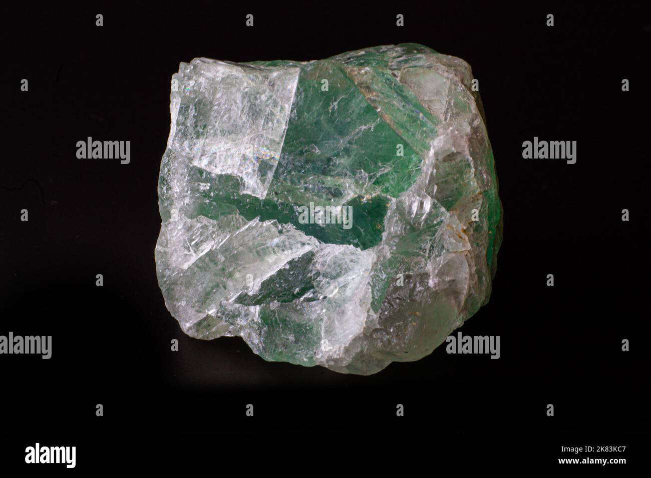 Macro rough green fluorite stone isolated on black surface Stock Photo ...