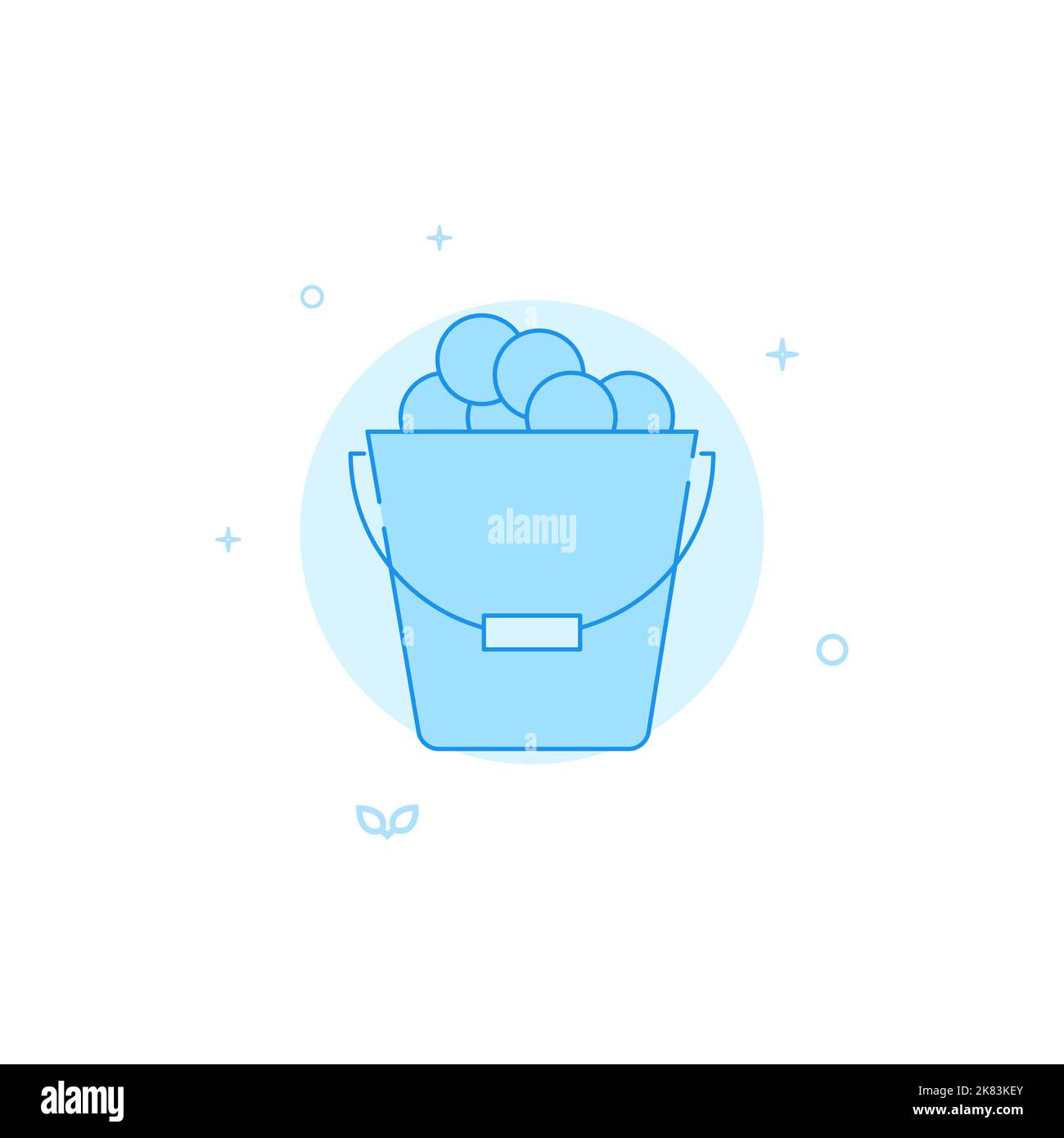 Bucket full of apples vector icon. Flat illustration. Filled line style ...
