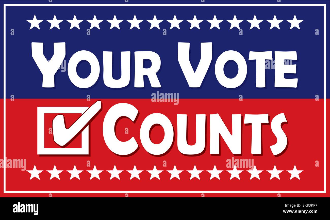 Your Vote Counts Banner American Red White and Blue Stock Vector Image ...