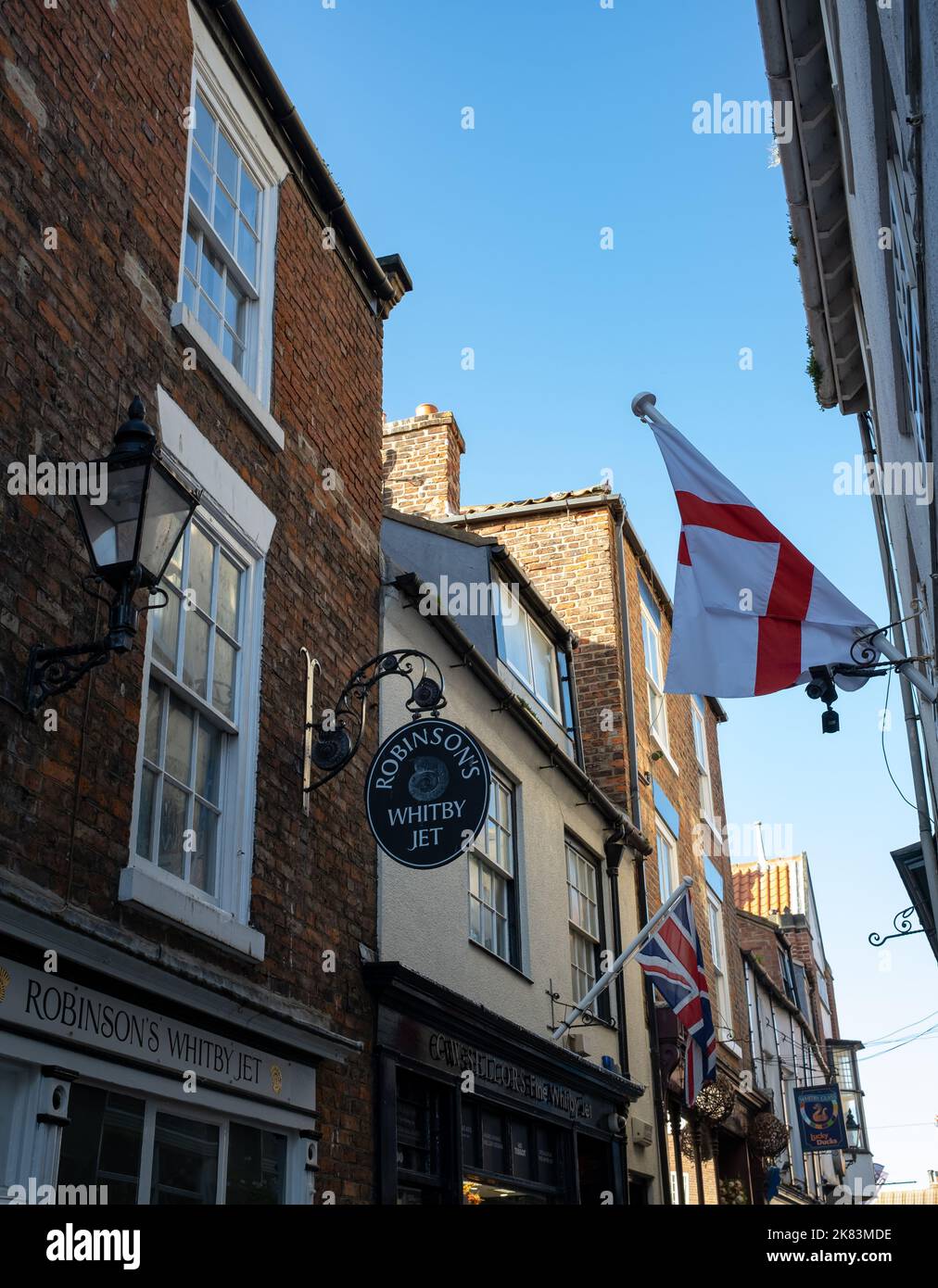 The exterior shop sign of Robinson's Jet Ltd in the town of Whitby ...