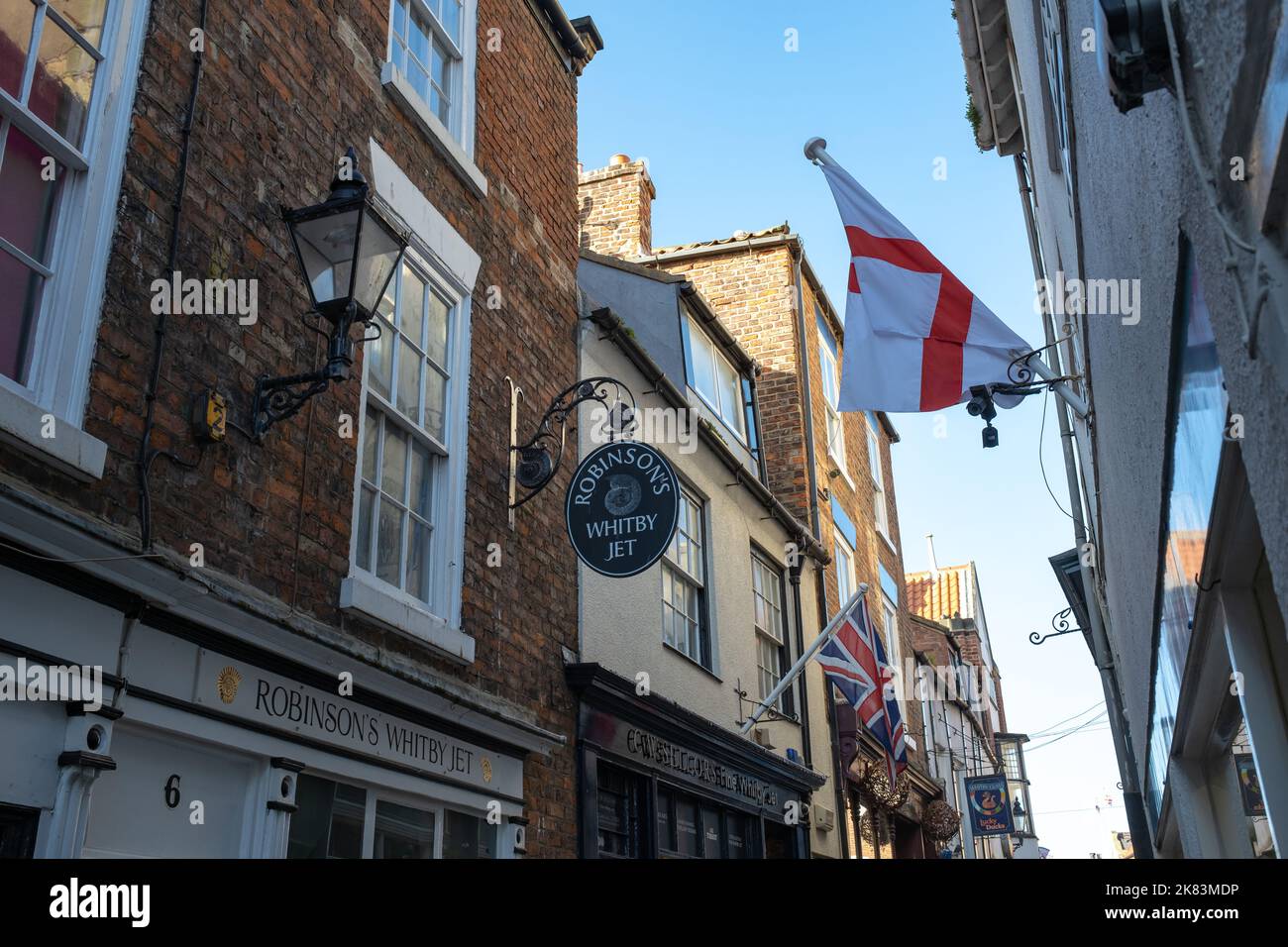 The exterior shop sign of Robinson's Jet Ltd in the town of Whitby ...