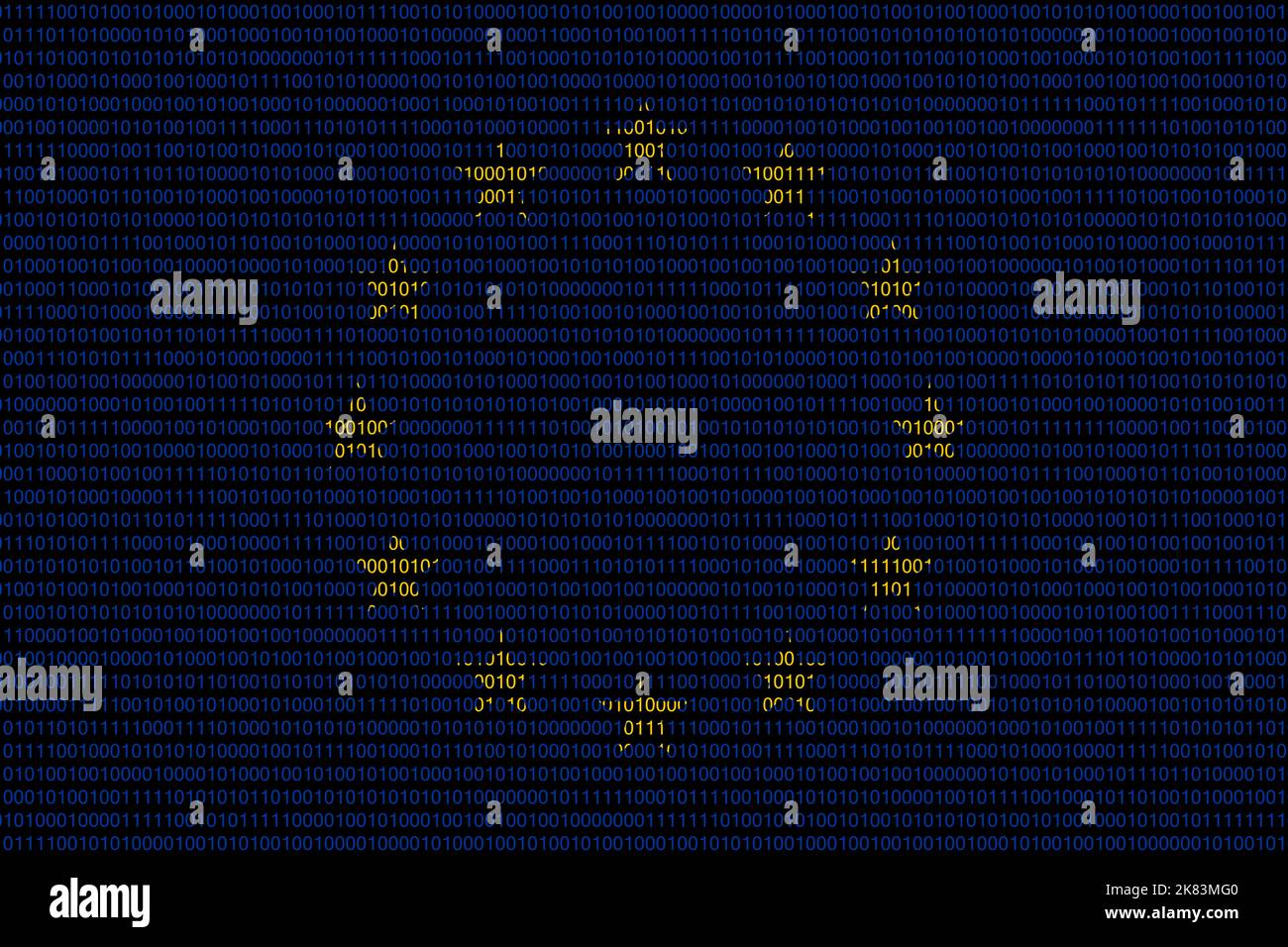 matrix binary code of zeros and ones in europian union flag colors ...
