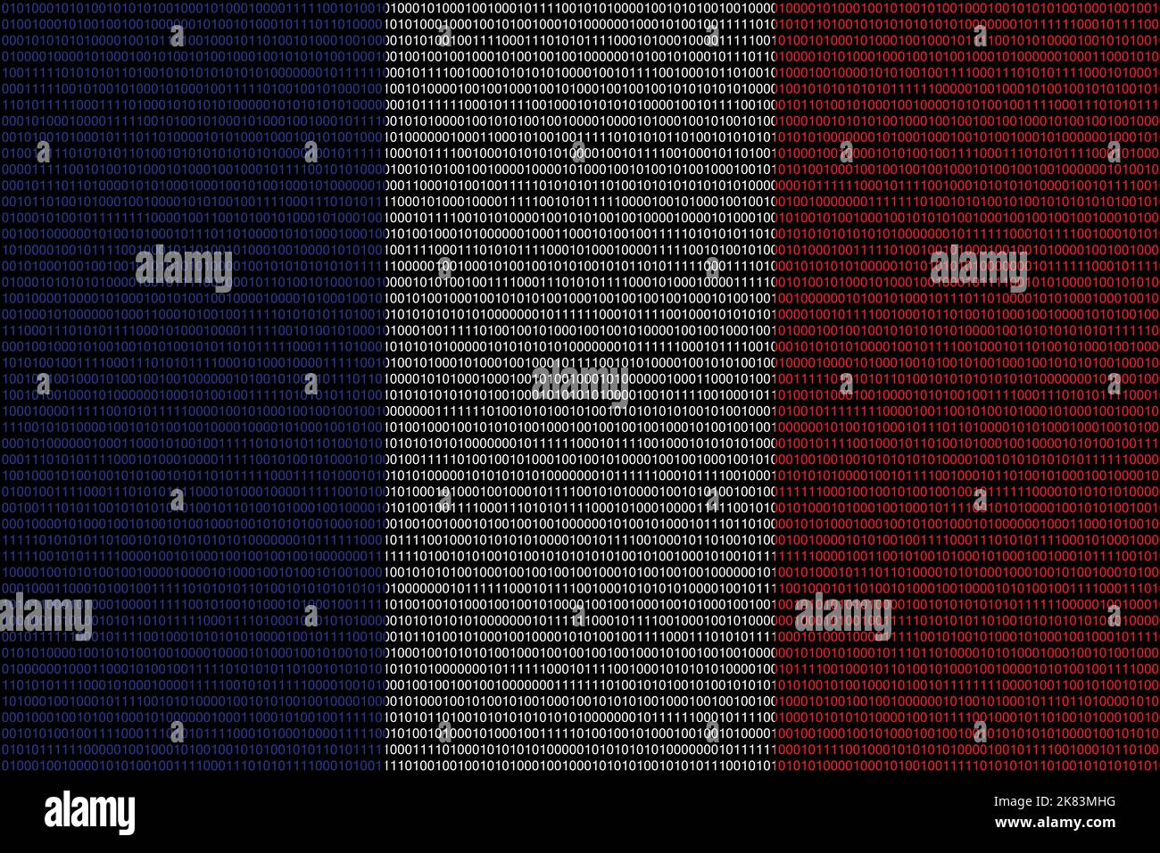 Matrix Binary Code Of Zeros And Ones In Usa Flag Colors Concept Of Computer Modern Technology