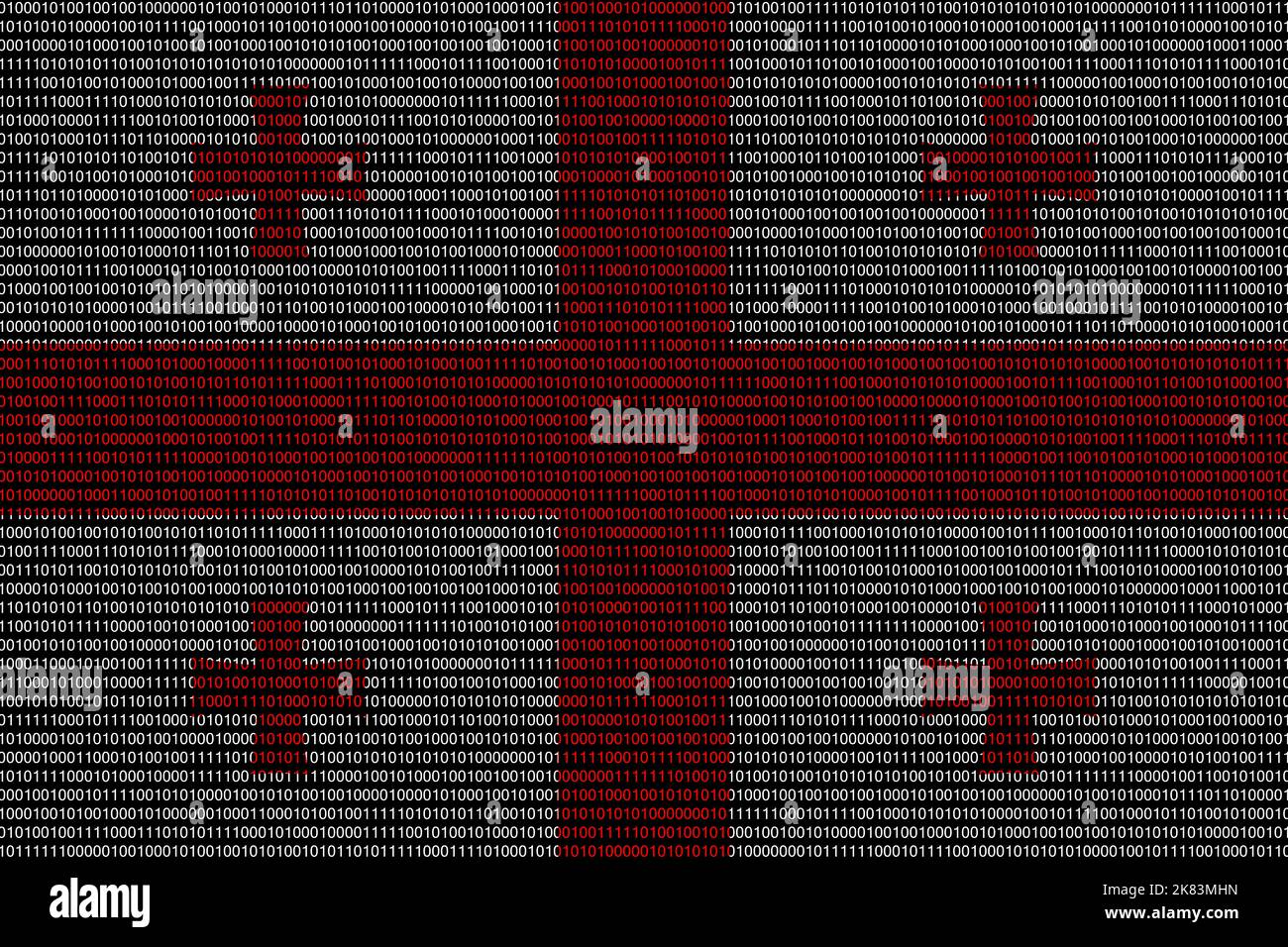 matrix binary code of zeros and ones in georgia flag colors. Concept of ...