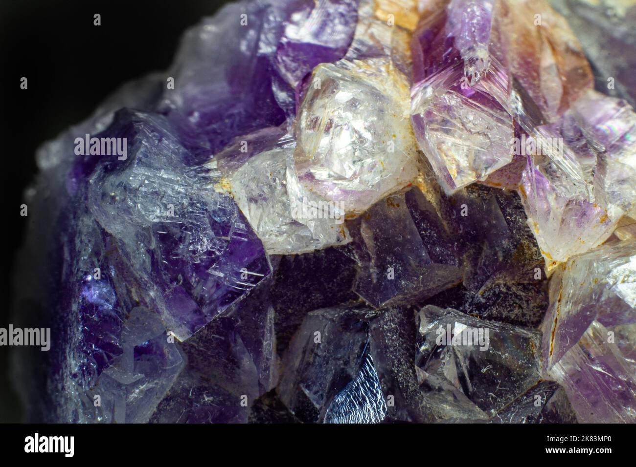 Ultra macro close up of a natural purple Amethyst quartz cluster ...