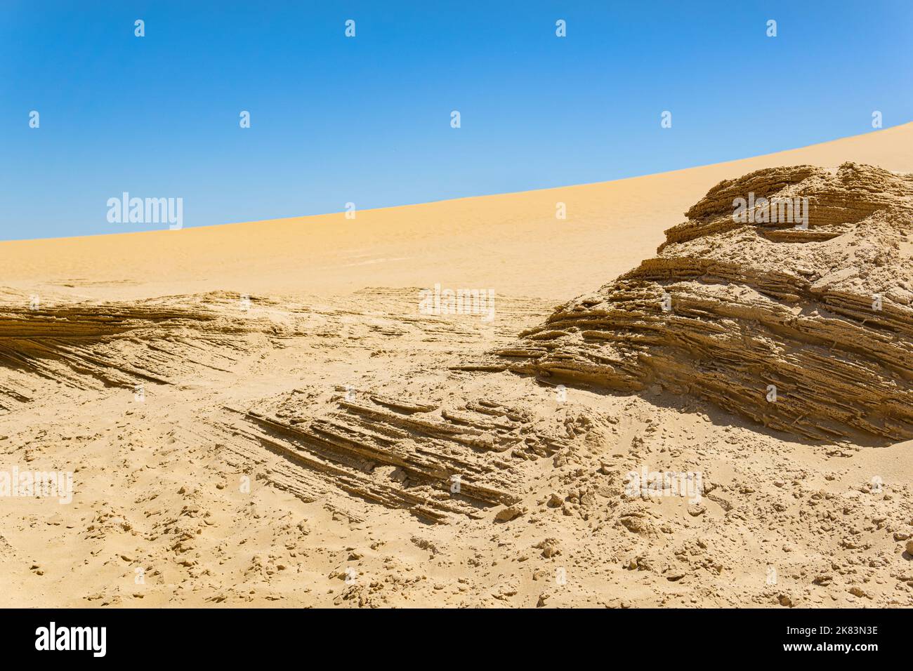 desert landscape, layered deposits in the sandy desert Stock Photo - Alamy