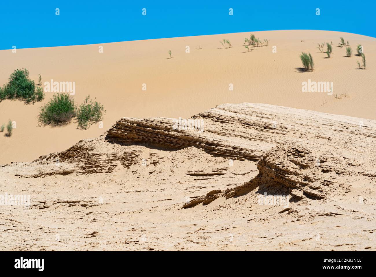 desert landscape, layered deposits in the sandy desert Stock Photo - Alamy