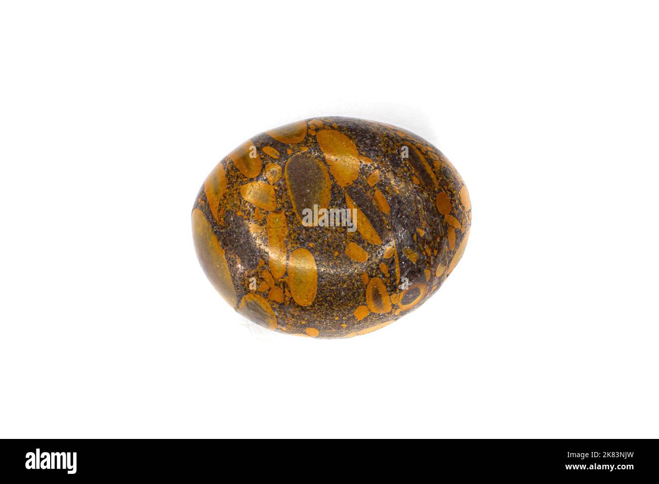 Bamboo leaf jasper tumble isolated on white background Stock Photo - Alamy