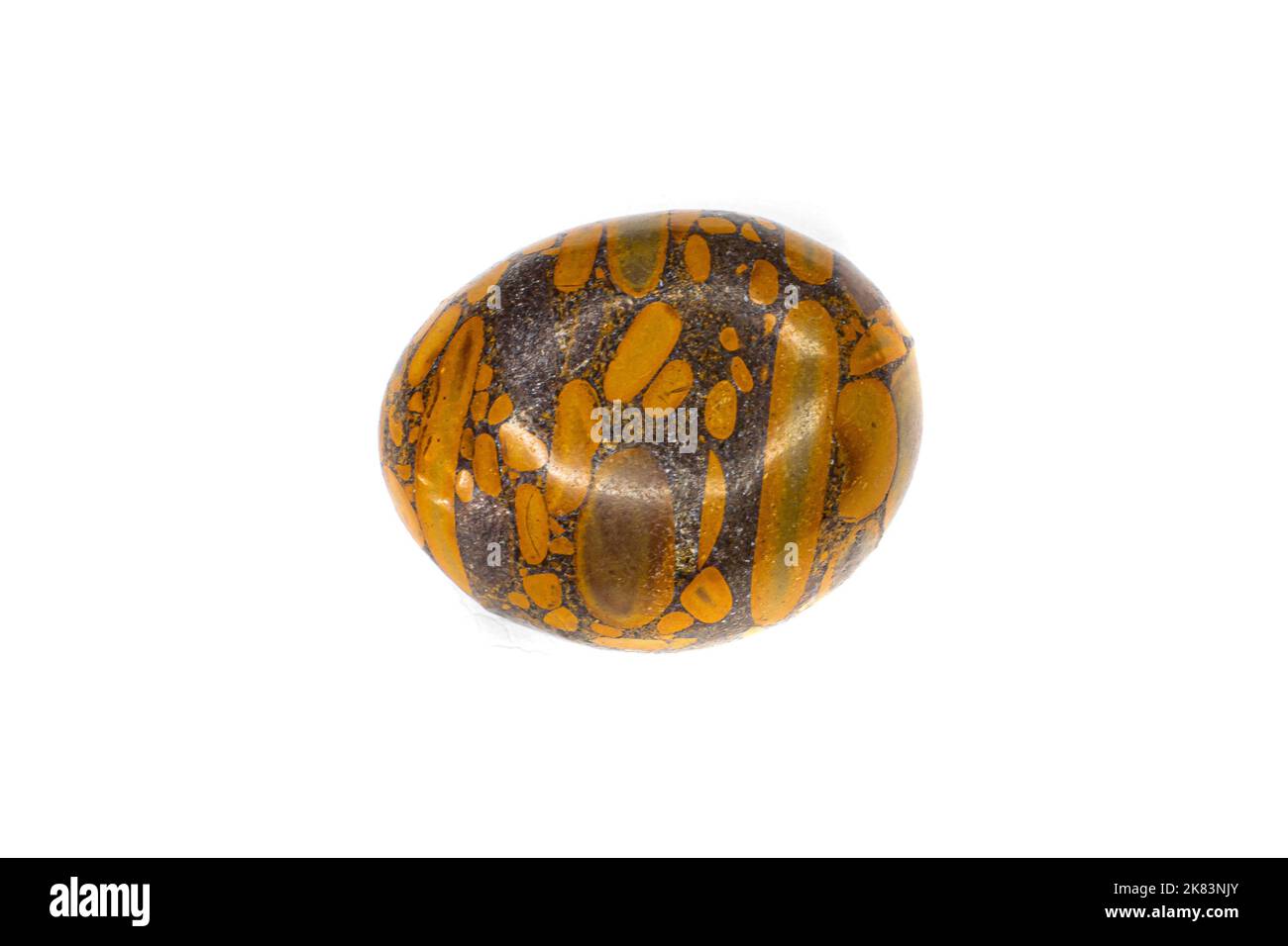 Bamboo leaf jasper tumble isolated on white background Stock Photo - Alamy