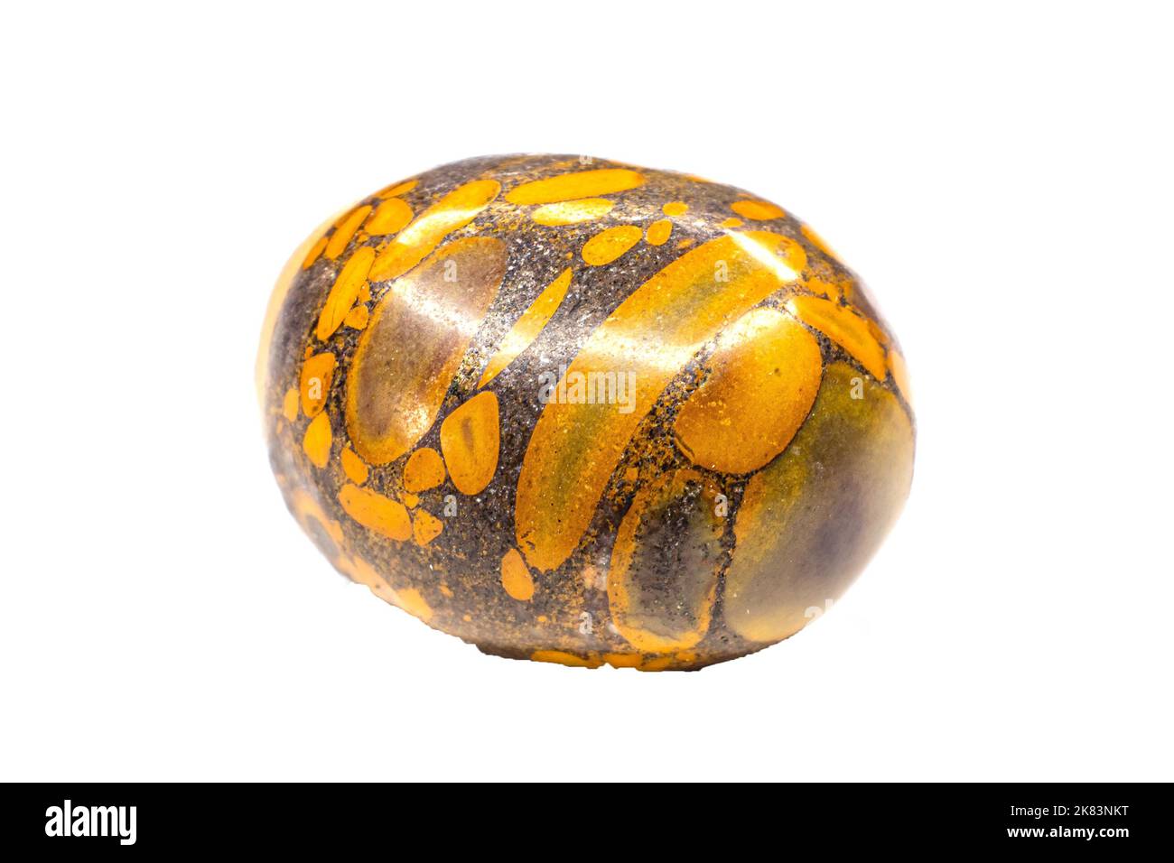 Bamboo leaf jasper tumble isolated on white background Stock Photo - Alamy