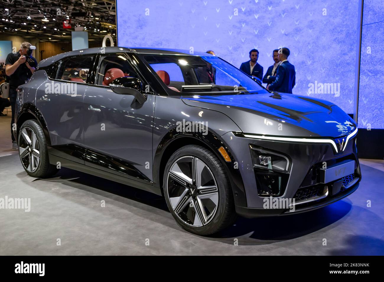 Vinfast VF7 electric compact crossover SUV car showcased at the Paris ...