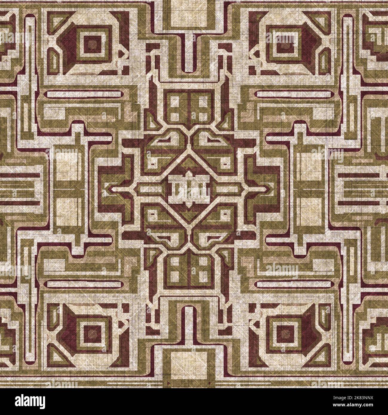 Sepia brown geometric canvas effect seamless texture. Material geo ...