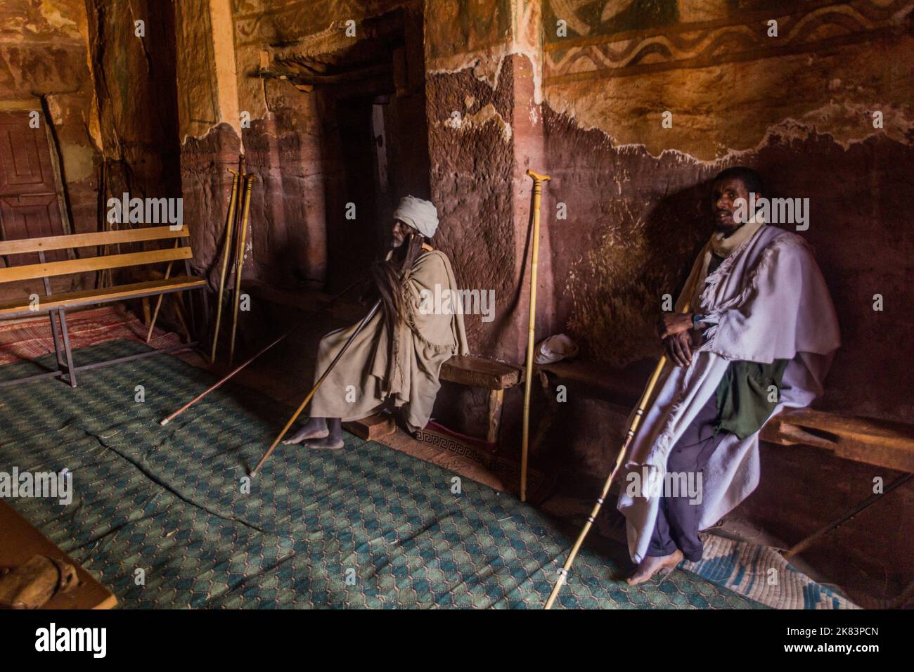 TIGRAY, ETHIOPIA - MARCH 22, 2019: Priests in Abuna Abraham Debre Tsion ...