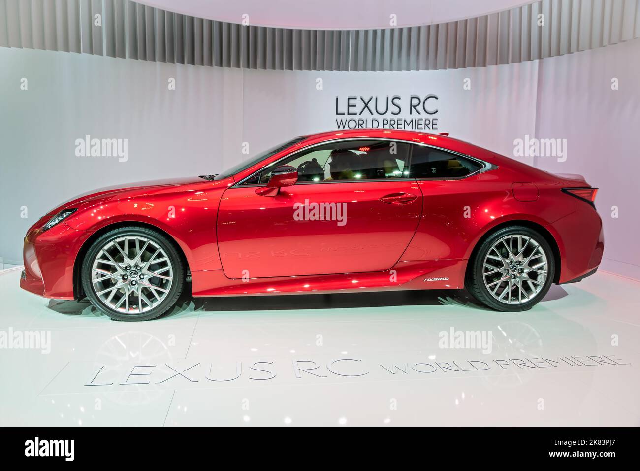 Lexus RC 300h car showcased at the Paris Motor Show. Paris, France ...