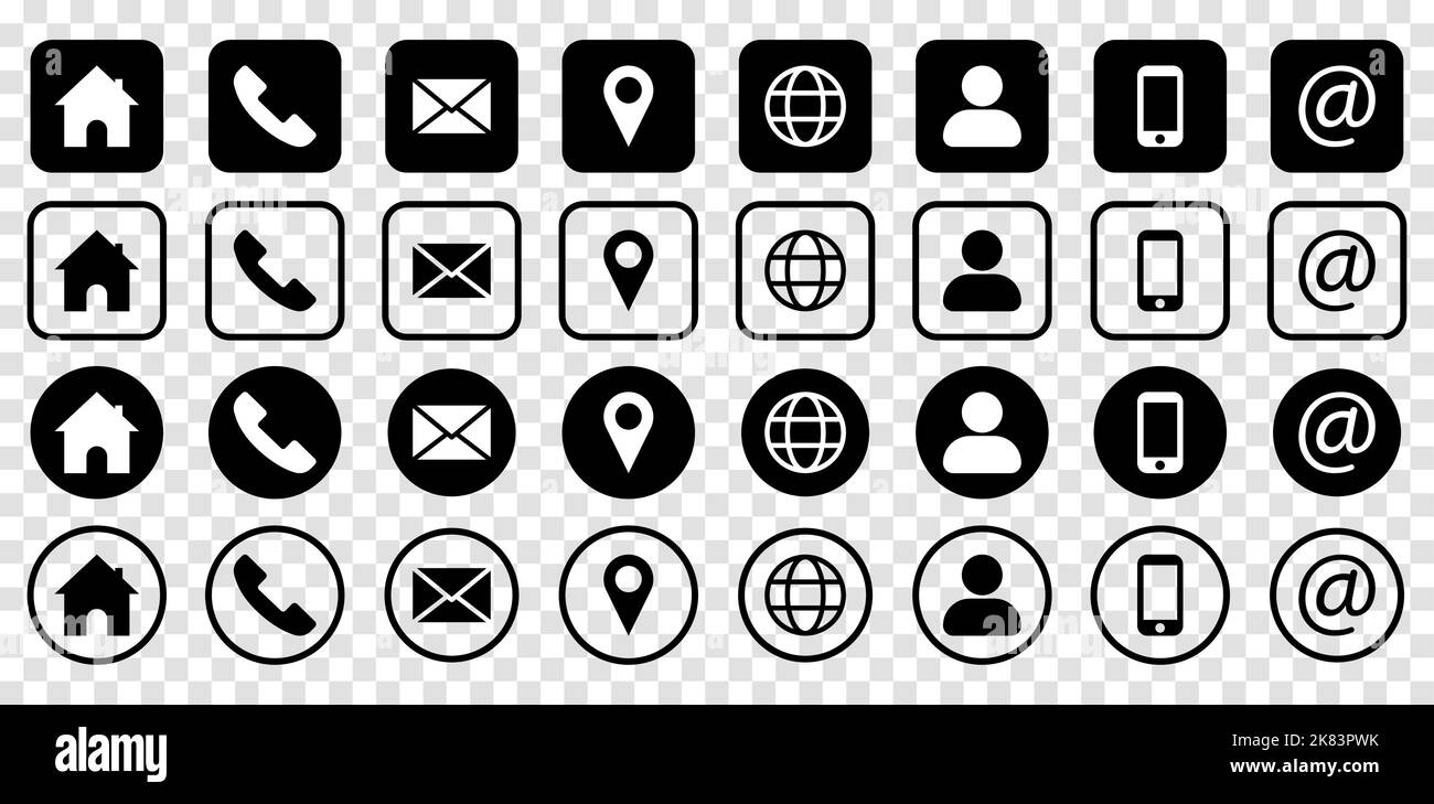 Contact information icons set. Vector illustration isolated on ...