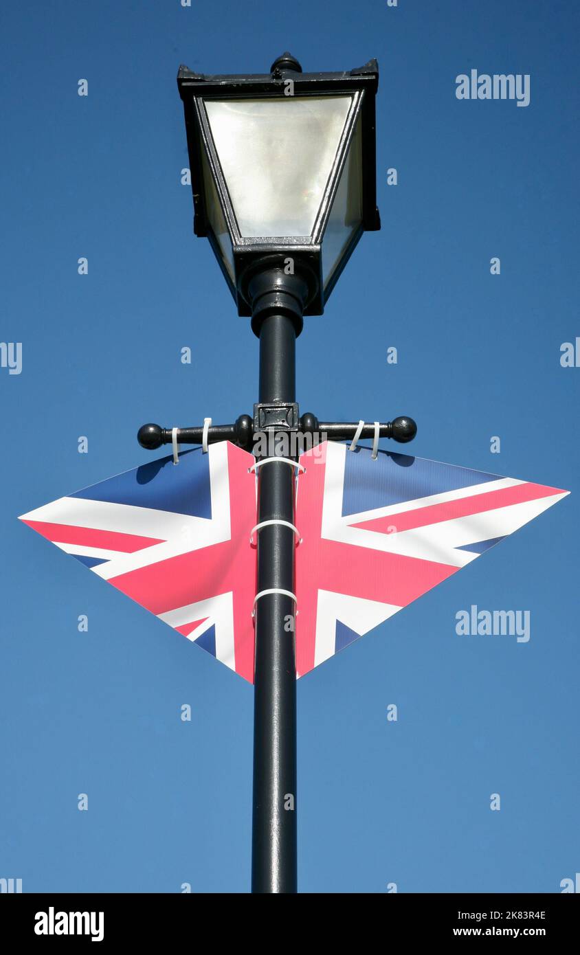 The Union Flag attached to a street light, Lytham St Annes, Lancashire ...