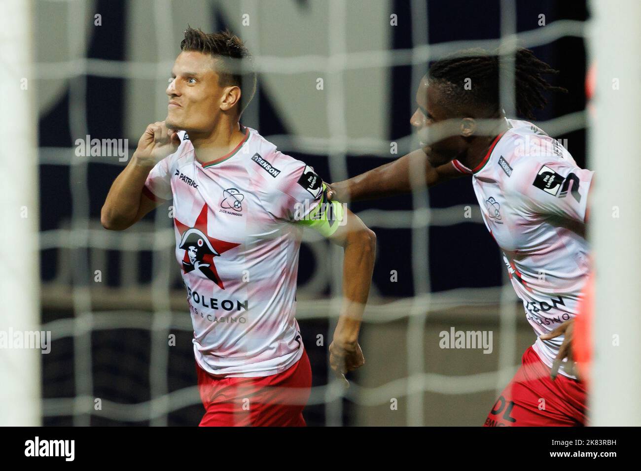 Essevee's Jelle Vossen celebrates after scoring during a soccer match ...