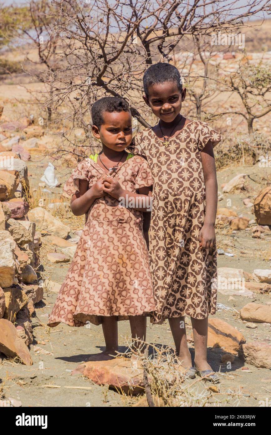 TIGRAY, ETHIOPIA - MARCH 22, 2019: Local children in Tigray region ...