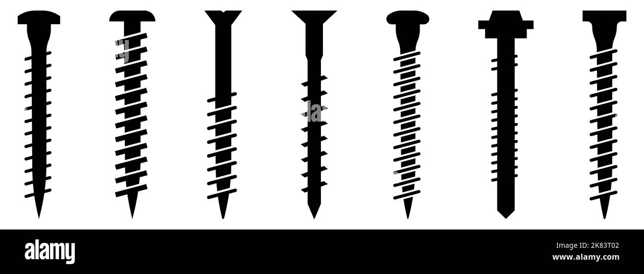 Screw icons set. Vector illustration isolated on white background Stock ...