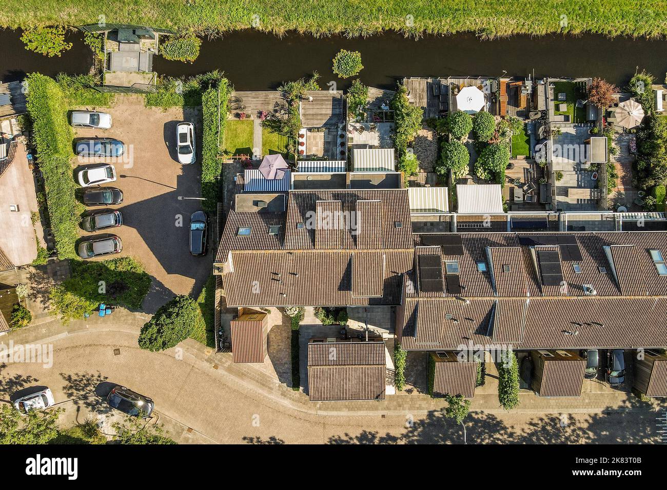 Panoramic view of high rise buildings and trees from height Stock Photo ...