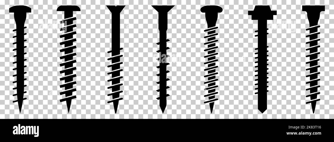 Screw icons. Vector illustration isolated on transparent background ...