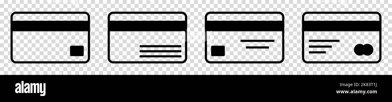 Set of credit card icon. Line art style. Payment vector icon isolated ...