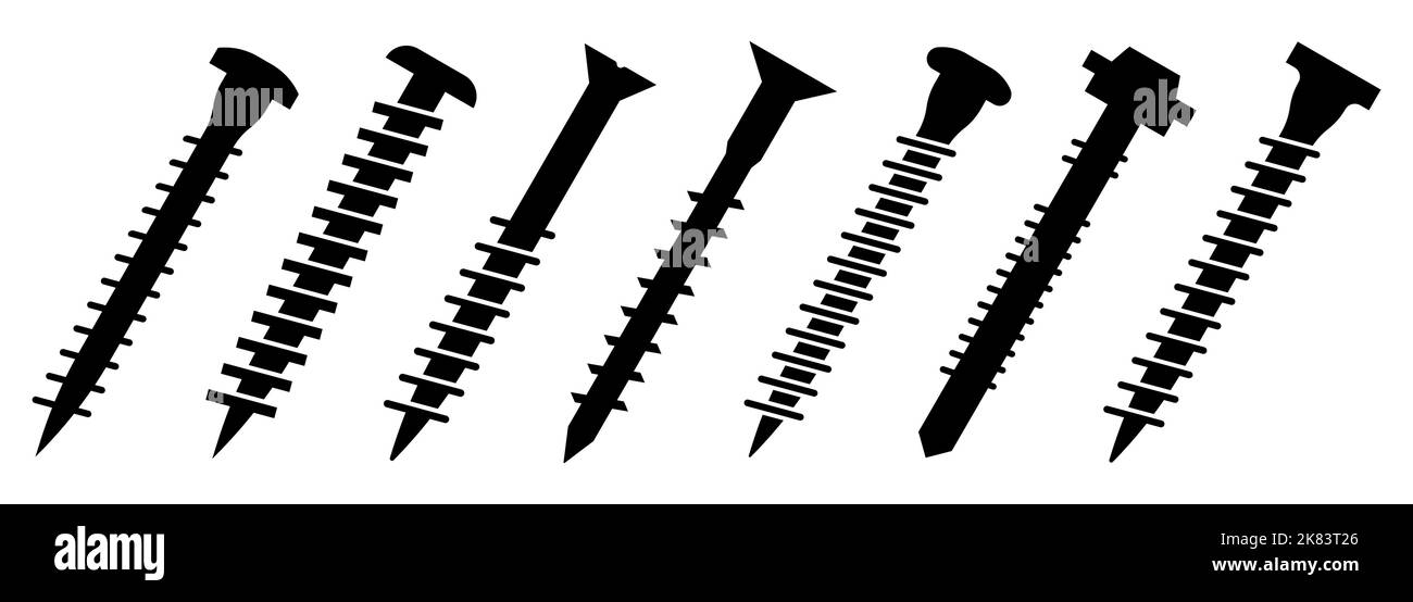 Set of screw icons. Vector illustration isolated on white background ...