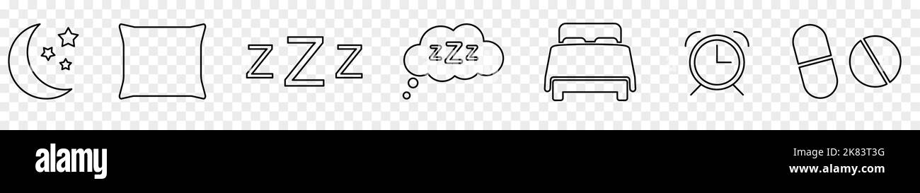 Set of sleep line icons. Vector illustration isolated on transparent ...