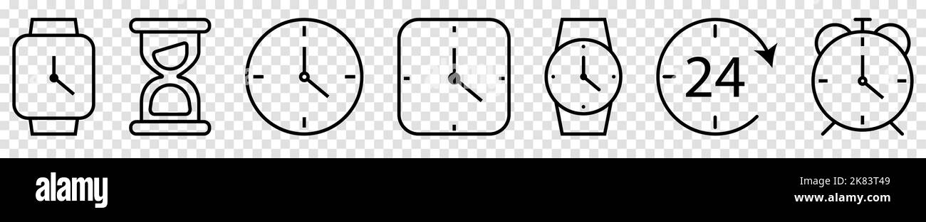 Time and clock line icons set. Vector illustration isolated on ...