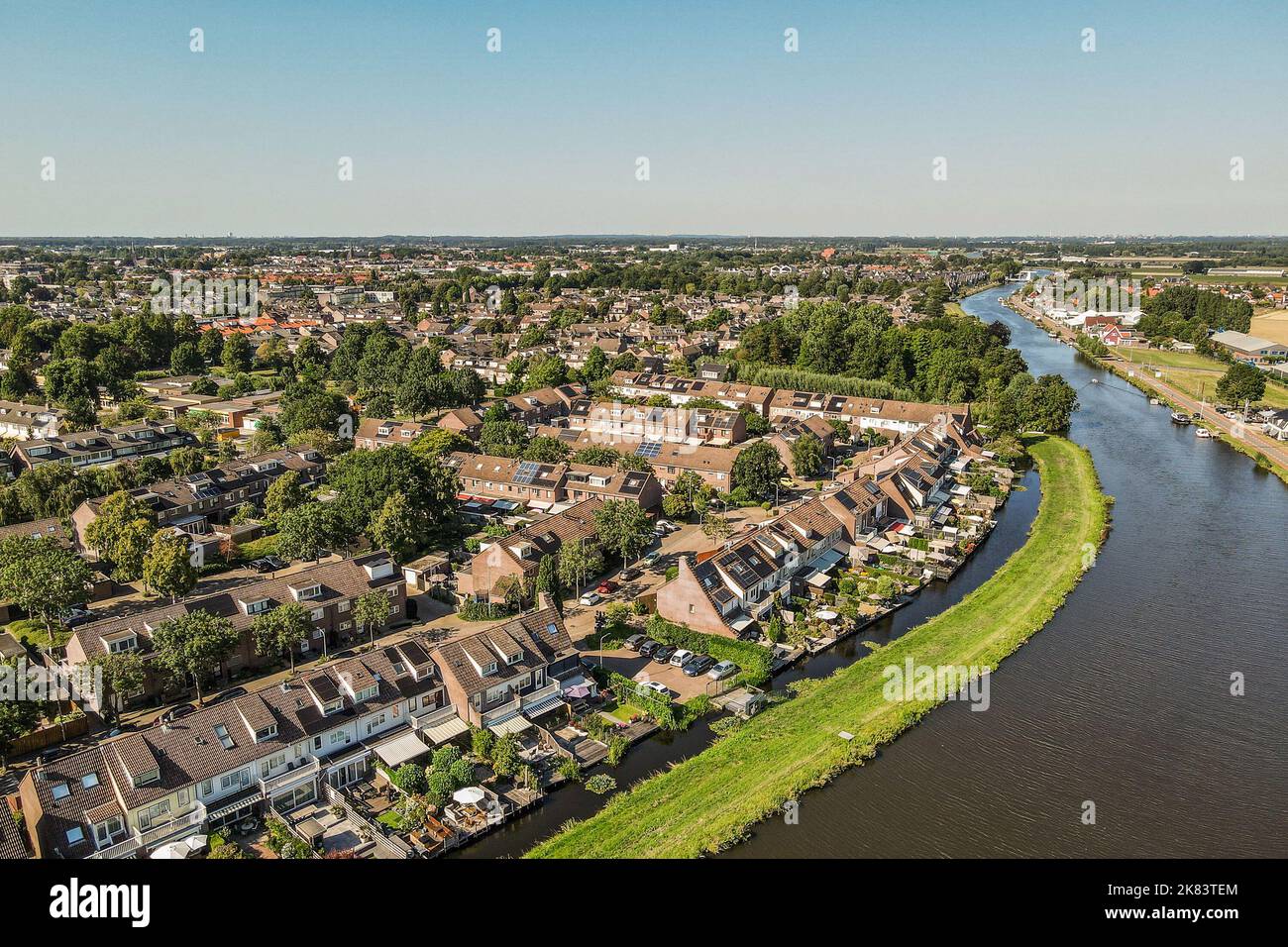 Panoramic view of high rise buildings and trees from height Stock Photo ...